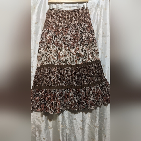 Chico's | Skirts | Chicos Plus Size Silk Flowy Tiered Maxi Skirt Sz 3 ...